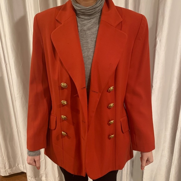 Moschino | Jackets & Coats | Vintage Moschino Red Blazer With Gold ...